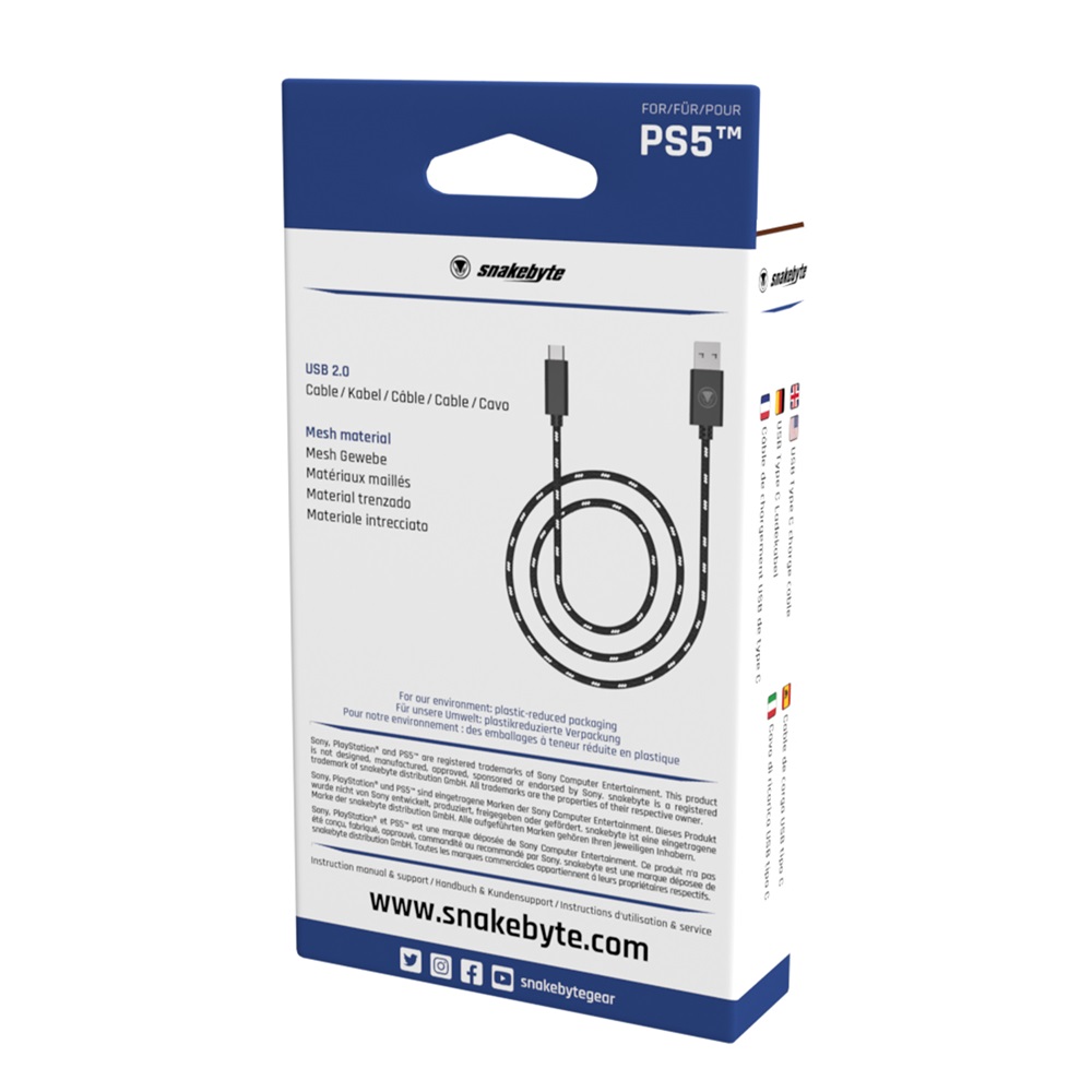 Snakebyte CHARGE:CABLE 5™ PlayStation 5 USB Type-C 3m töltőkábel - B4B ...